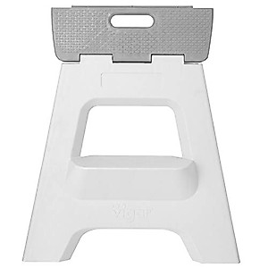 Vigar Compact Foldable 2-Step Stool, 16 inches, Lightweight, 330-pound Capacity Non-Slip Folding Step Stool, Gray