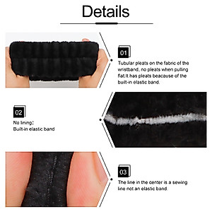 WHAVEL 6PCS Spa Headband and Wristband Set, Face Wash Headband Makeup Skincare Headband Wrist Bands for Washing Face