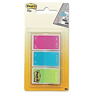 Post-it Message Flags, 60 Flags, 1 in Wide, Assorted Bright Colors (680-STUDY)
