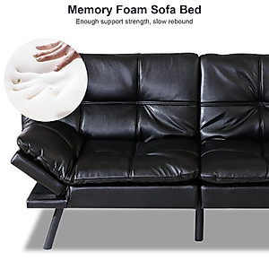 Maxspeed Futon Sofa Bed,Sleeper Memory Foam Sofa Bed Couch，Futon Convertible Sofa Bed Small Couch，Sofa Couch for Living Room Apartment Office.(Black)