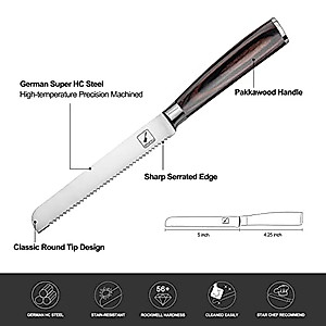 imarku Steak Knives Serrated 5-in Steak Knife Set of 4 Serrated Knife Set with Gift Box, German High Carbon Stainless Steel Knives Set for Kitchen, Christmas Gifts for Women, Black Friday 2022