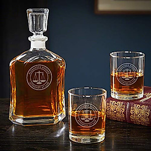 Scales of Justice Custom Decanter Set with Rocks Glasses (Personalized Product)