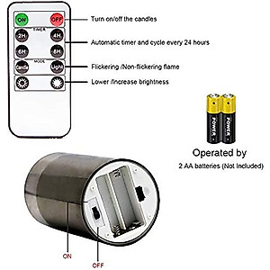 GenSwin Gray Glass Flameless Led Candles Battery Operated with Timer and 10-Key Remote, Real Wax Warm Light Candles Flickering for Wedding Festival Home Decoration (Set of 3)