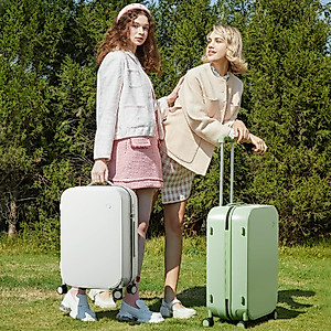 mixi Carry On Luggage Suitcase with Spinner Wheels Hardshell Lightweight Rolling Suitcases PC with Cover & TSA Lock for Business Travel,20inch, Avocado Green