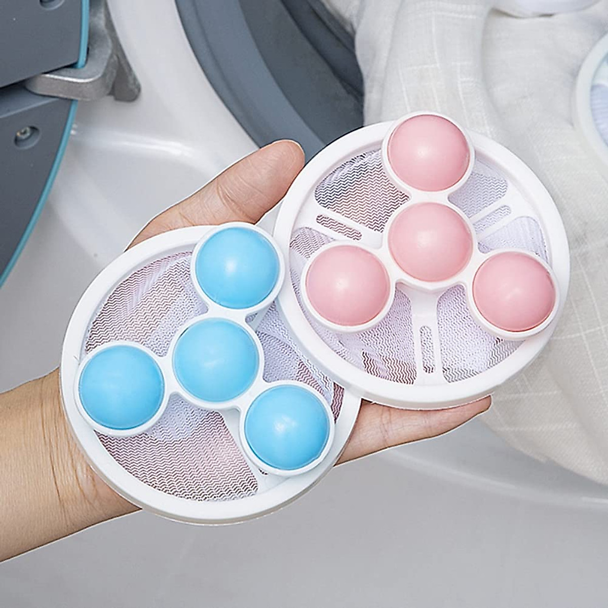 Bagima Laundry Balls Hair 20 * 15 * 3 3Pcs Push Bubble Washer Balls Laundry Washing Balls Multifunctional No Winding Washing Machine Balls with Net