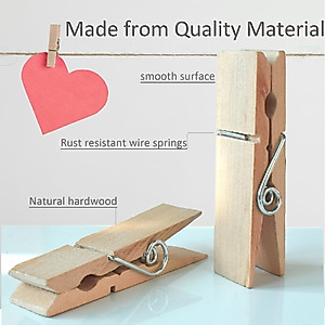 Large Wooden Clothespins Set 20PCS 2.83inch Heavy Duty Clothes Pins for Hanging Laundry Clothes Towels Outside School Classroom Photos Art Crafts Pictures (20)