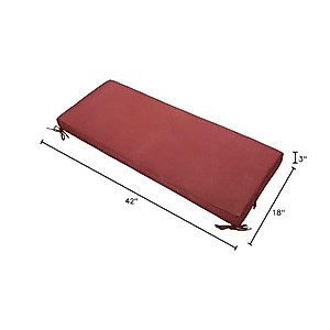 Outdoor Bench Cushion Cover 42 x18 x 3 inch,Waterproof with Zipper&Ties,Fade-Resistant Slipcover,Patio Porch Swing Cushion Cover Replacement Only,No Insert(Dark Red)