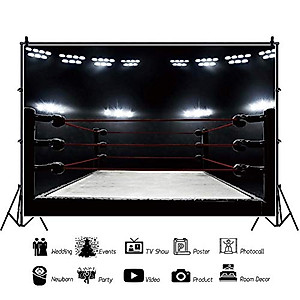 DASHAN 6x4ft Polyester Boxing Backdrop Boxing Ring Boxing Birthday Athlete Competitor Contest Arena Infighter Boxer Photography Background Sports Boxing Theme Party Gym Boys Men YouTube Photo Props