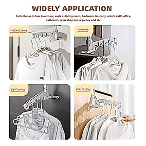 Foldable Clothes Drying Rack for Business Trip Portable Travel Hanger for Hotel Home Rotary Clip-on Hanger Holder Wall Mounted Clothes Bar with 5 Holes for Balcony Bathroom Bedroom Laundry Room, Grey