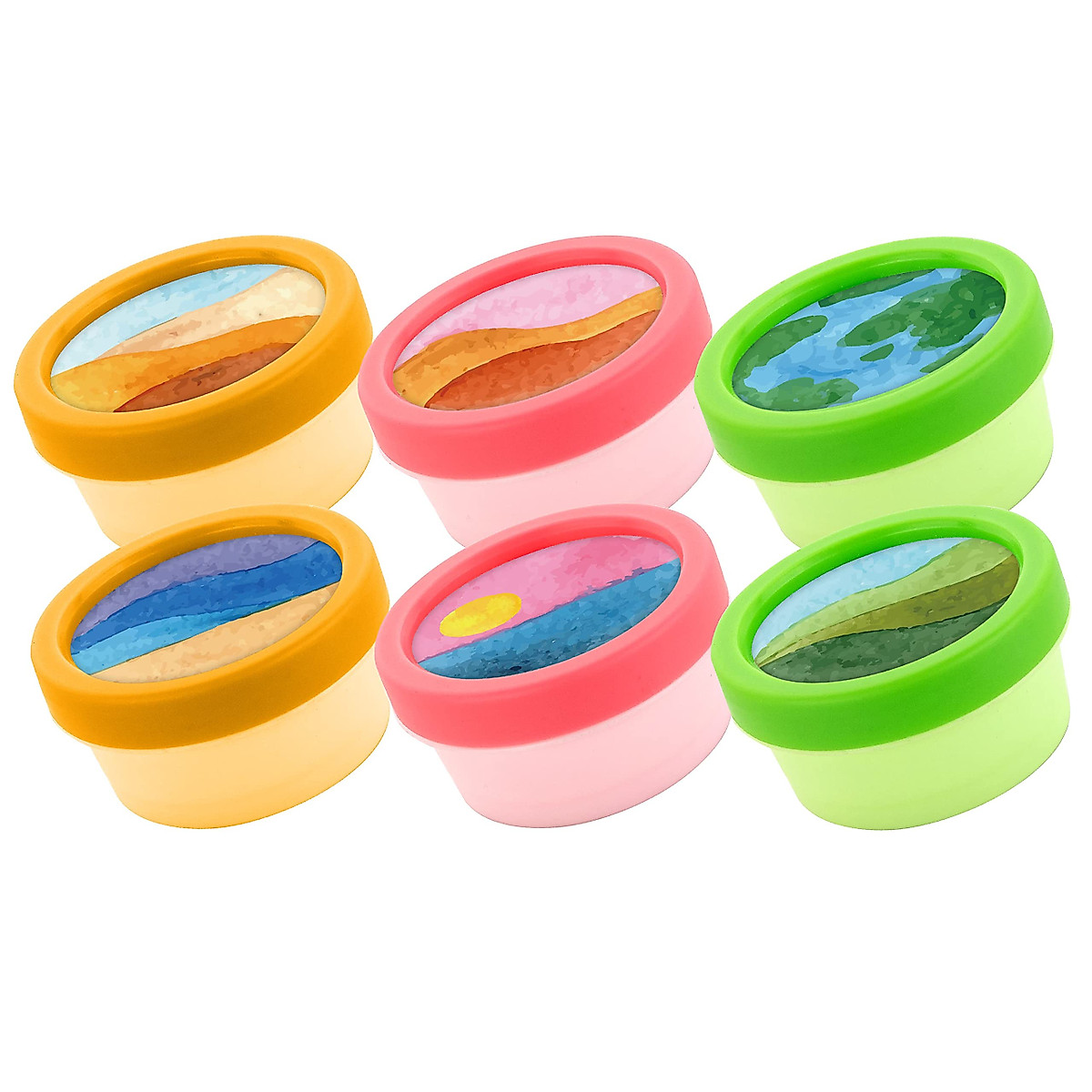 HOUSYLOVE Plastic Small Containers With Lids For Lunch Box, Colorful Painting Mini Containers With Lids, Tiny Containers With Lids, Dip Containers For Lunches, 6 Pack