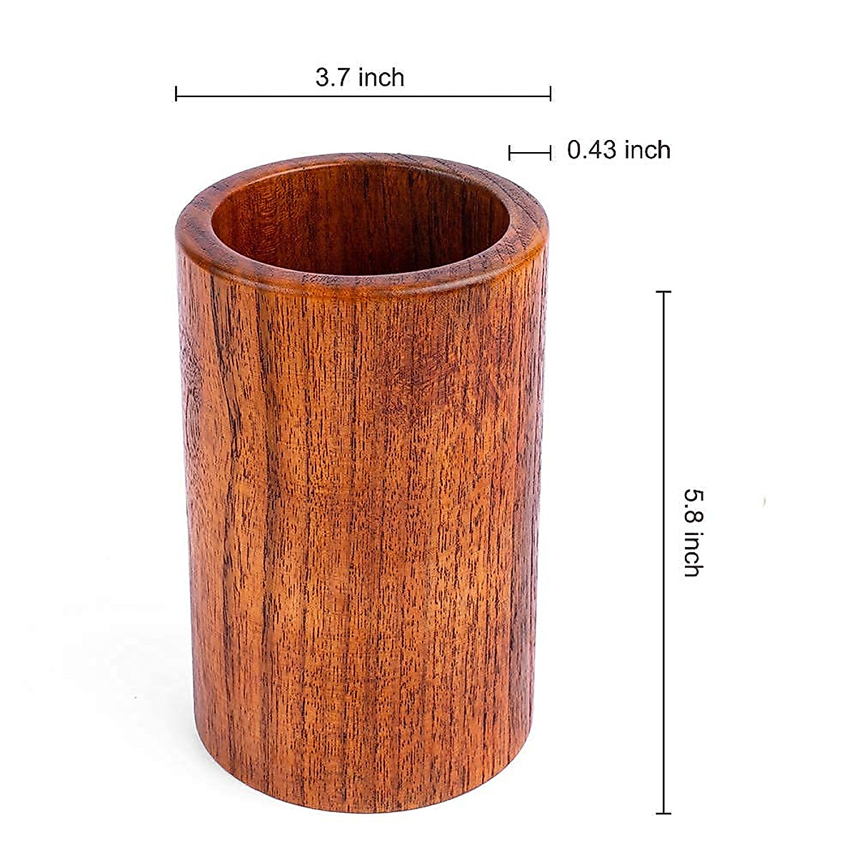 Wooden Kitchen Utensil Holder, 5.8 x 3.7 Inch, Natural Acacia Wood Cooking Utensil Holder for Countertop, Utensil Crock Organizer for Spoons Spatula Spurtles Skimmer Cooking Tools Straws