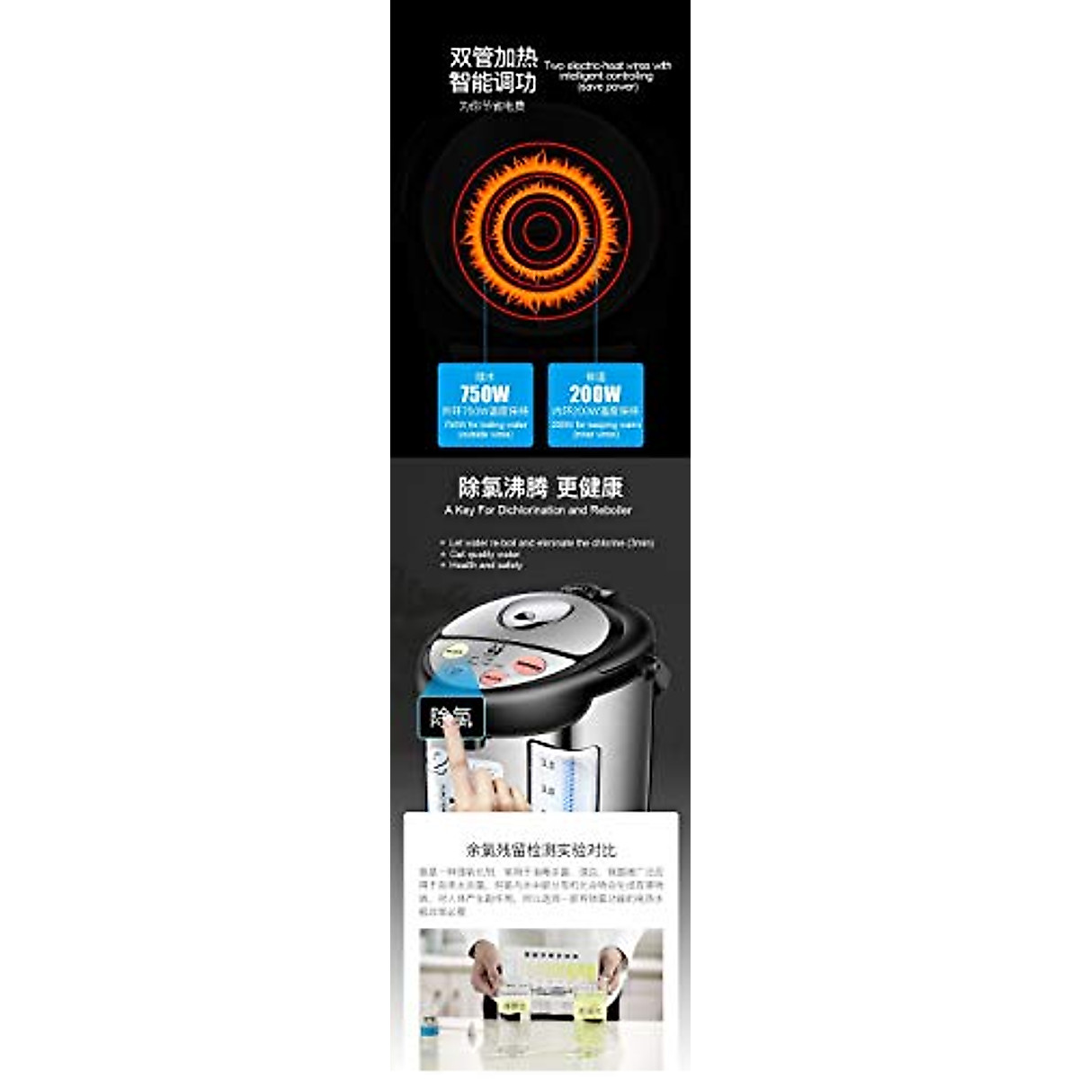 Panda Electric Hot Water Boiler and Warmer, Hot Water Dispenser, 304 Stainless Steel Interior (3.3 Liter, White)