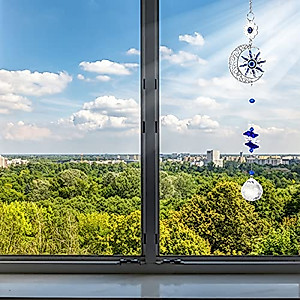 XINRUI Crystal Sun Catcher, Hanging Ornament Crystals Balls Prism Rainbow Maker for Home, Office, Garden Decoration, Window Decorations Decor(Moon)