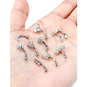 Jenxnjsjo Eyebrow Rook 16g 5/16in Piercing Jewelry Ring for Women Vertical Labret Lip Hood Curved Barbell Snug Earrings Belly Button Snake Frog Eyes Vch Bridge Cartilage Daith Surface Anti Tragus