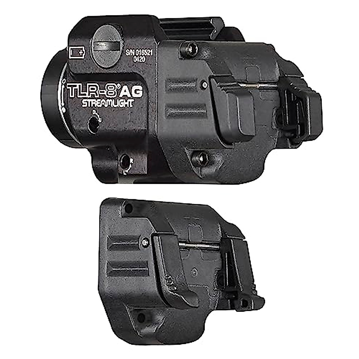 Streamlight 69434 TLR-8A G Flex 500-Lumen Low Profile Pistol Light with Integrated Green Aiming Laser for Select Handguns, Includes Rear Switches, Mounting Kit, and Keys, Black