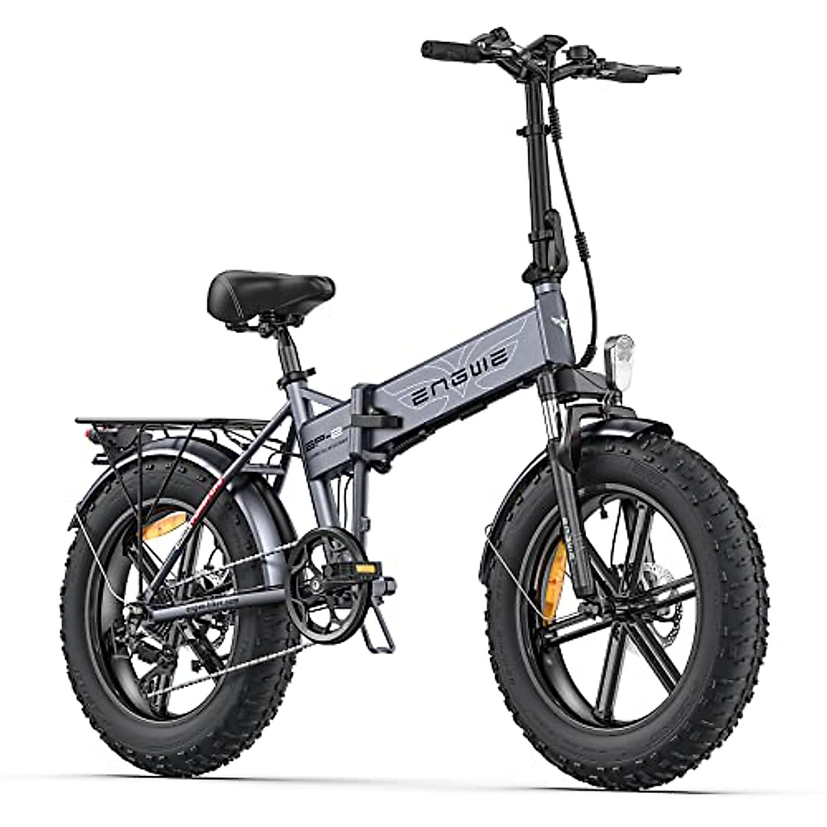 ENGWE 750W Folding Electric Bike for Adults 20" 4.0 Fat Tire Mountain Beach Snow Bicycles Aluminum Electric Scooter 7 Speed Gear E-Bike with Detachable Lithium Battery 48V12.8A Up to 28MPH (Gray)