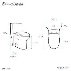 Sublime One Piece Elongated Toilet with Touchless Retrofit Dual Flush 1.1/1.6 gpf