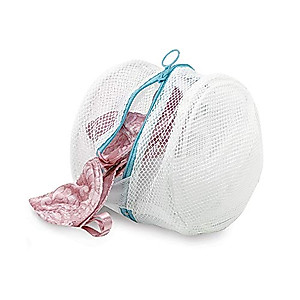 Smart Design Wash Bag w/ Safety Zipper - Washing Machine Safe - Fine Mesh Nylon Polyester - Bra, Hosiery, Pantyhose, Delicates, Lingerie, & Baby Clothes (6.5 x 5.5 Inch) [White]
