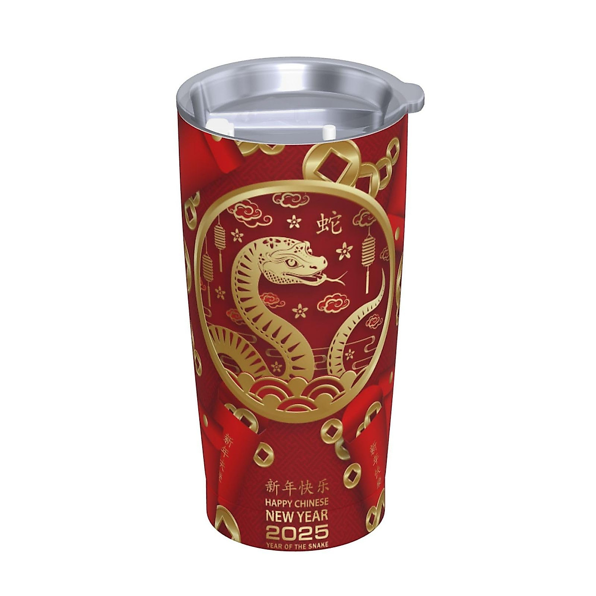 Bxkens Year Of The Snake 2025 Happy Chinese New Year 2025 Tumblers Stainless Steel Mugs 20 Oz Double Wall Insulated Coffee Cup Travel Mug For Gym Outdoor Women Men