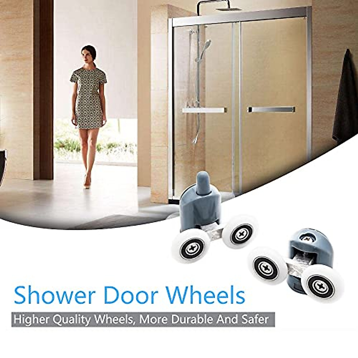 Double Pop Up Wheels Sliding Shower Door Rollers Runners Pulleys Screw Cover Cap Cabin Room (Color : DW-114-8PCS Size : 25mm) (Dw 114)