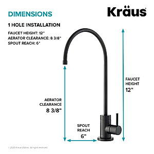KRAUS Purita 100% Lead-Free Kitchen Water Filter Faucet in Matte Black, FF-100MB, 12 Inch