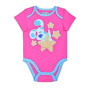 Nickelodeon Blue’s Clues & You Girls’ Blue and Magenta 3 Pack Bodysuits for Newborn and Infant – Pink/Grey