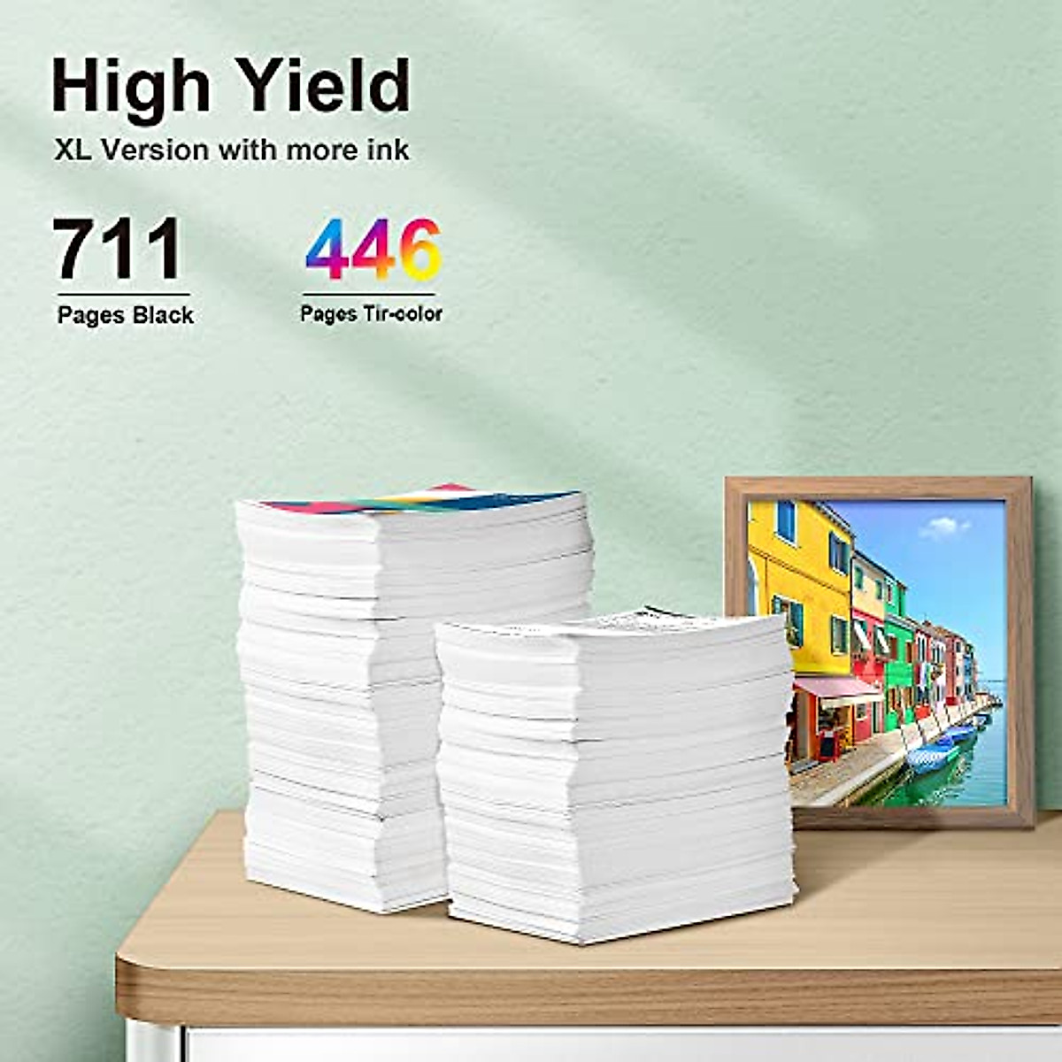 63XL Black/Tri-color Ink (2-Pack), 63XL Ink Cartridges Combo Pack Replacement for HP Ink 63 63XL for HP OfficeJet 3830 4650 4655 5200 5255 Envy 4520 4510 4512 DeskJet 1112 F6U63A F6U64A,Remanufactured