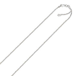 Sterling Silver 1.7MM Adjustable Sparkle Roc Chain Necklace - Thin Adjustable Necklace in 2 colors (silver)
