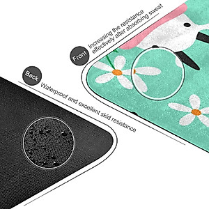 OTVEE Cute Cow Eating Grass Yoga Mat for Women Non Slip Ultra Thin 1 MM Travel Yoga Mat with Carrying Bag Suede Fitness Exercise Mat for Yoga Pilates Workout Routines Camping