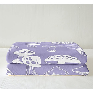 Purple Mushroom Bed Blanket Kids Girls Cute Mushroom Sherpa Blanket Soft Cozy Lightweight Purple and White Plush Fleece Cute Cartoon Plants Blanket Gifts for Bed Chair Office Sofa(Throw 50"x60")