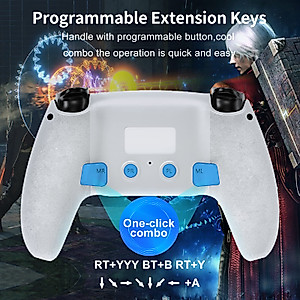 Wireless for PS4 Controller,joystick Gamepad with Vibration shock 4 Built-in Speaker 1000Mah battery Auto Fire Turbo custom Button Compatible Play station-4/Slim/Pro/PC/Android/IOS/NS Switch(White)