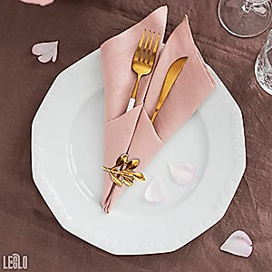 20Pcs Gold Napkin Rings Set - Leaf Napkin Rings for Wedding Decorations Napkins Rings Fiesta Dinner Napkins Gold Fall Napkin Rings - Metal Napkin Holders for Cloth Napkins Autumn Easter Napkin Rings