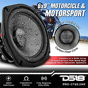 DS18 PRO-CF69.2NR 6 x 9 Inches Water Resistant Loudspeaker - Mid-Bass Carbon Fiber Cone and Neodymium Rings Magnet 600 Watts 2-Ohms - Ideal for Motorcycle & Motorsports (1 Speaker)