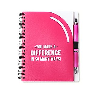 Cheersville Motivational Journal & Pen Gift Set - Pink Cover with Pen, Pen Loop, and Inner Pocket - Onboarding Teamwork Gifts