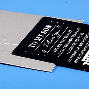 Inspirational Christmas Gifts to My Son from Mom I Love You Wallet Card Stocking Stuffers for Teen Boys Teenagers Engraved Valentine Birthday Graduation Back to School Coming-to-Age Gift for Him