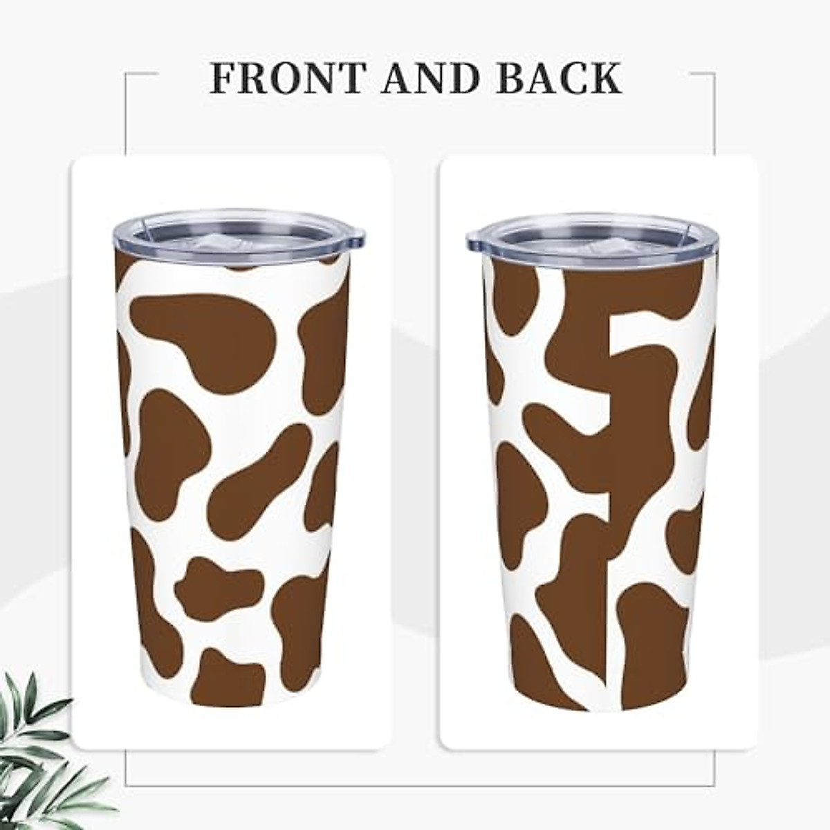 IYERSKD Psychedelic Brown Cow Print 20 oz Stainless Steel Tumbler Vacuum Insulated Leakproof Travel Mug for Car Office Gym