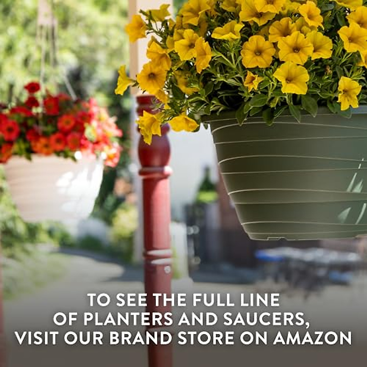 The HC Companies 13 Inch Wrapt Hanging Planter - Lightweight Outdoor Plastic Hanging Basket for Plants, Herbs, Flowers, Black