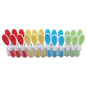 Ellylian 12Pcs Colorful Plastic Clothespins, Heavy Duty Laundry Clothes Pins Clips With Springs, Air-Drying Clothing Pin Set