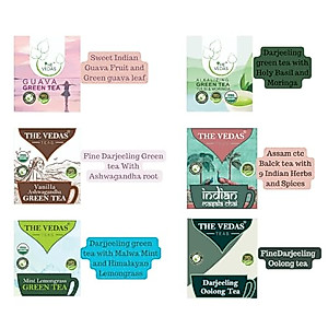 The Vedas Book Of Tea Gift Set | Assorted Tea Bags Gift Box | 12 Exotic Herbal Tea Blends | 4 Units of Each Variety, Net 48 | Best for Corporate Gifting | Tea Gift Hamper