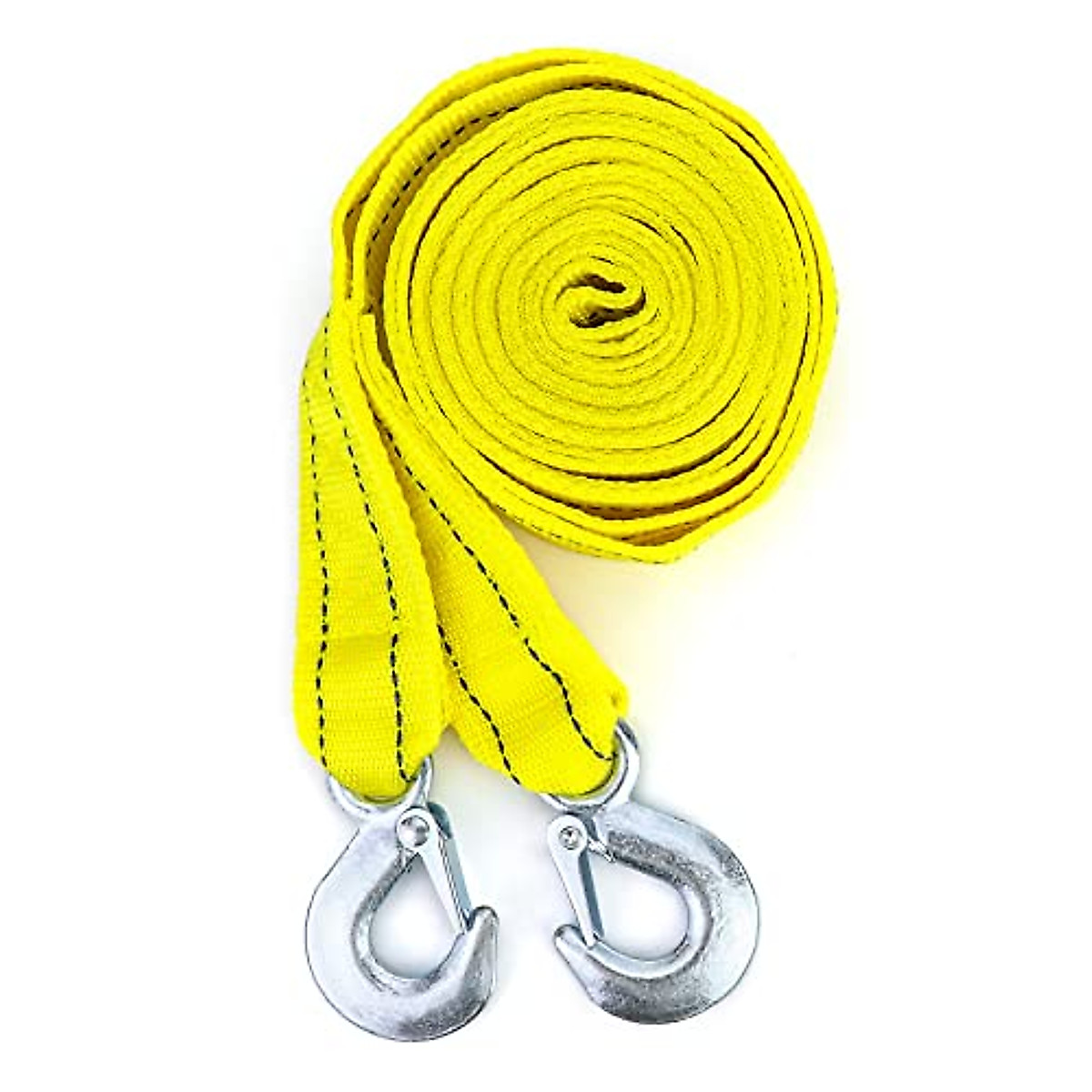 QWORK Tow Strap, | 1.8" x 13' | 11000 lb Capacity, Heavy Duty Towing Strap with Safety Hook, Trailer Rope Unloader for Vehicle Recovery, Towing, Stump Removal, etc