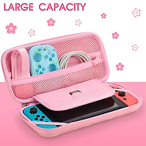 Weewooday Carrying Case Compatible with Nintendo Switch, Switch Lite, Switch Accessories, Cute Pink Case Shoulder Bag Sakura Portable Shoulder Crossbody Sling Carrying Storage Bag, 2 Pcs