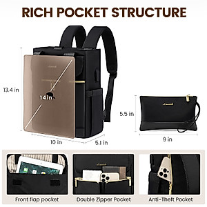 LOVEVOOK Backpack Purse for Women, Convertible Mini Backpacks Tote for Teen Girls, Small College Bookbag for Work, School, Travel, 2pcs set, Black