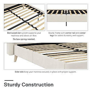 Novogratz Holly Upholstered Wingback Bed Frame, Queen, Ivory Velvet