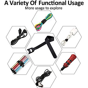 Riakrum 120 Pieces Reusable Fastening Cable Ties Cable Fastener Straps 3, 6, 10 Inch Multi-Purpose Adjustable Hook and Loop Cord Ties Nylon Cord Wire Organizer for Tying Wires (Black)