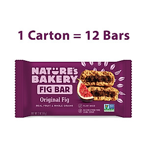 Nature’s Bakery Whole Wheat Fig Bars, Original Fig, Real Fruit, Vegan, Non-GMO, Snack bar, 1 box with 12 twin packs (12 twin packs)