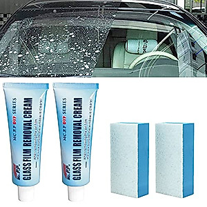 Car Glass Cleaner, Car Windshield Oil Film Cleaner, Glass Oil Film Removing Paste, Window Cleaner Glass Clear Car Paint Oil Film Remover, Glass Stripper Water Spot Remover Dirt Cleaning Cream (2)