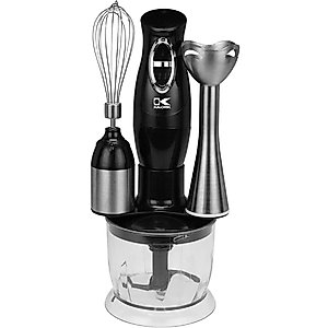 Kalorik 3-in-1 Immersion Blender Chopper, and Mixer, 14.5x5x6, Black