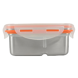 Mighty Hippo RECTANGLE Stainless Steel BENTO Food Container (Size: SMALL) - 2 Compartments (Removable Divider / Leak Proof / Dishwasher Safe / Reusable / Food Safe / Metal / BPA Free / Meal Prep)