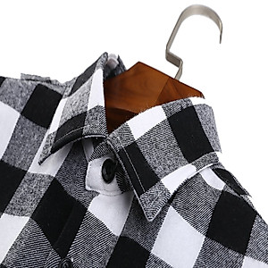DOKKIA Men's Casual Dress Long Sleeve Buffalo Plaid Checkered Fitted Flannel Shirt (Black White Buffalo, XX-Large)
