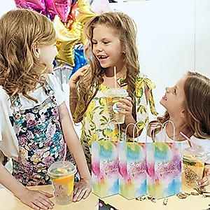 ECOHOLA Birthday Favors Gift Bags with Handle,30 pieces Gold Foil Birthday Kraft Paper Bags,Party Favor Bags for Goodie,Candy,Donut,Gifts - Size 9'(H) x5.5'(L) x3.2'(D)